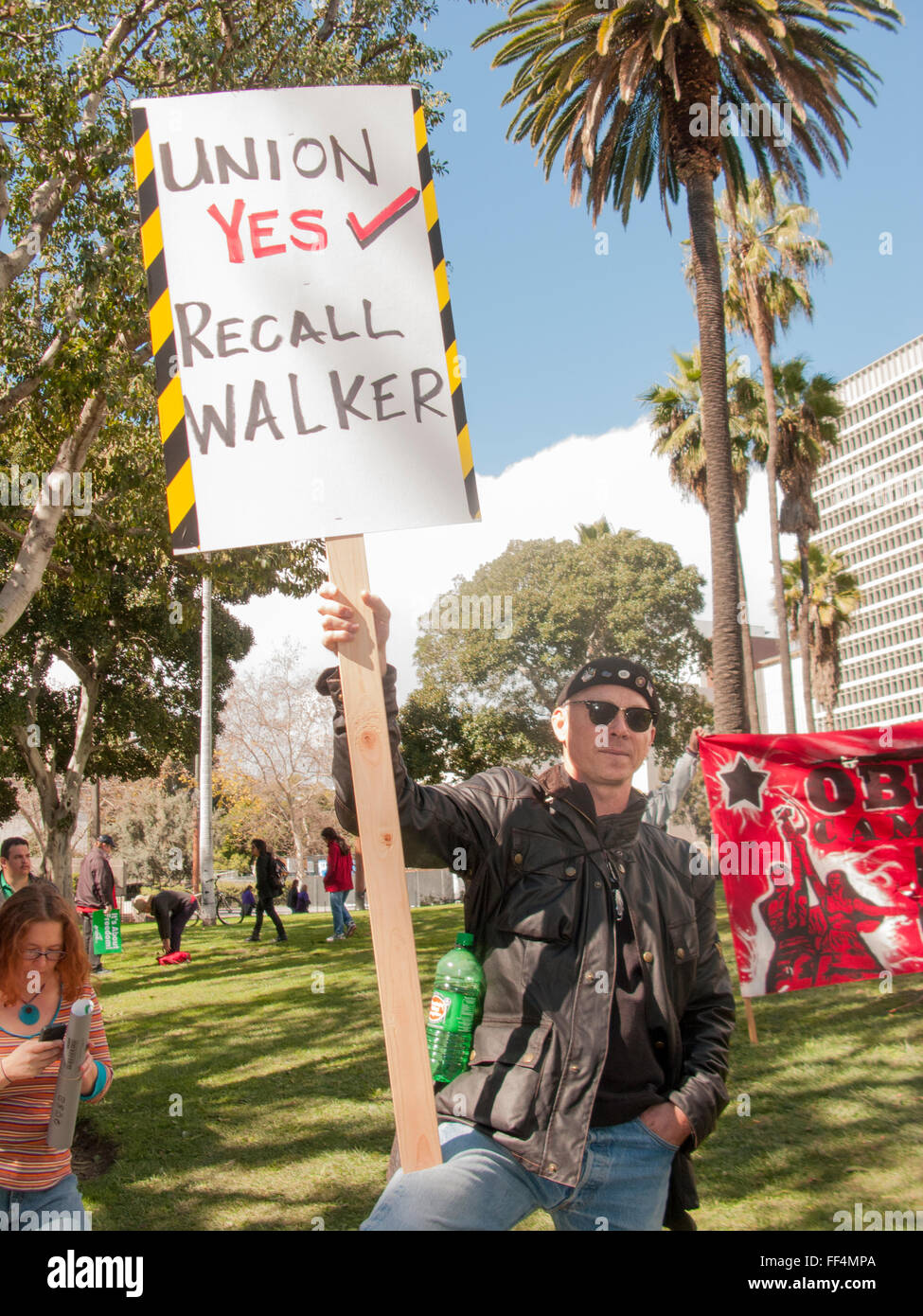 Union protest rally Downtown Los Angeles, CA California Stock Photo - Alamy