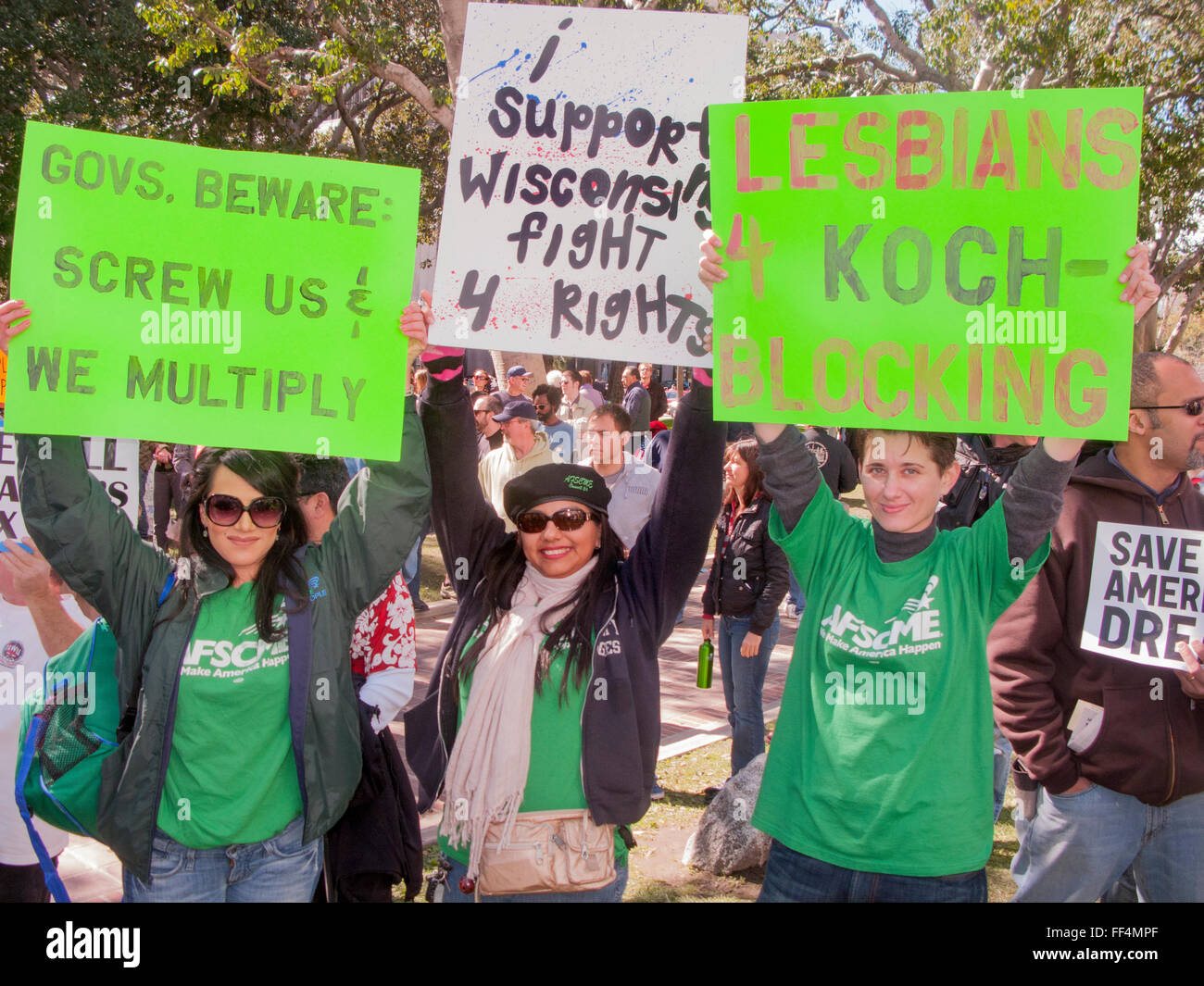 Union protest rally Downtown Los Angeles, CA California Stock Photo - Alamy