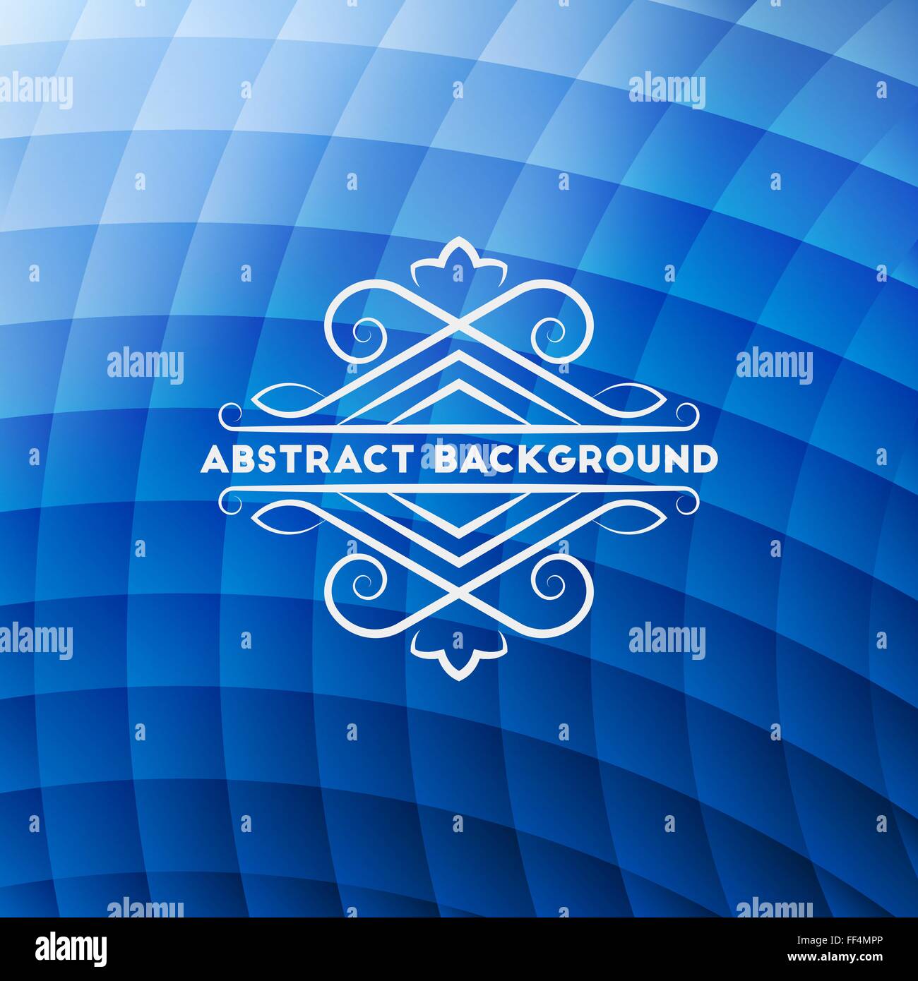 Abstract blue geometric background with elegant calligraphic floral ...