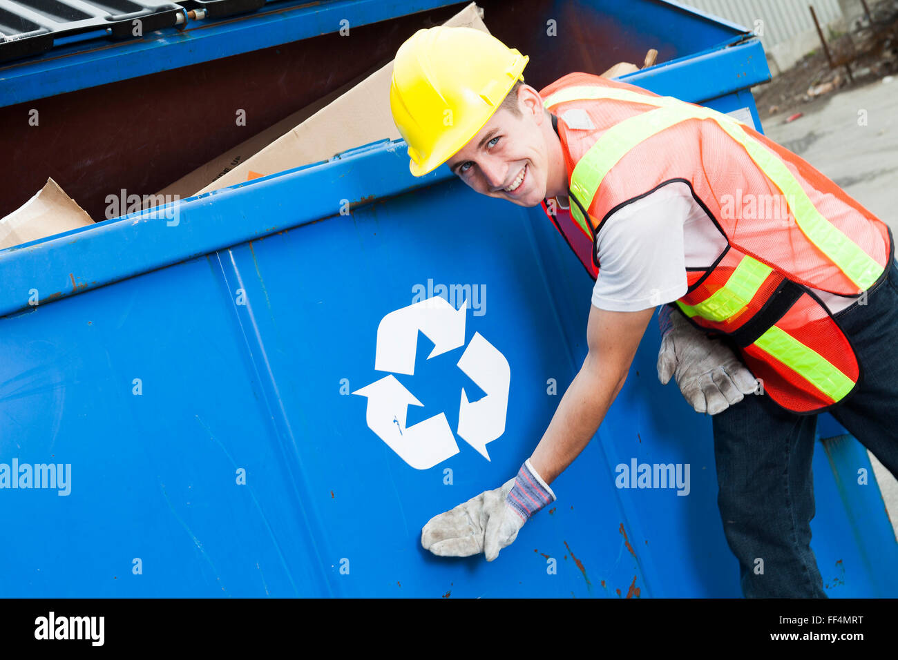 A worker who recycling thing on recycle center Stock Photo - Alamy