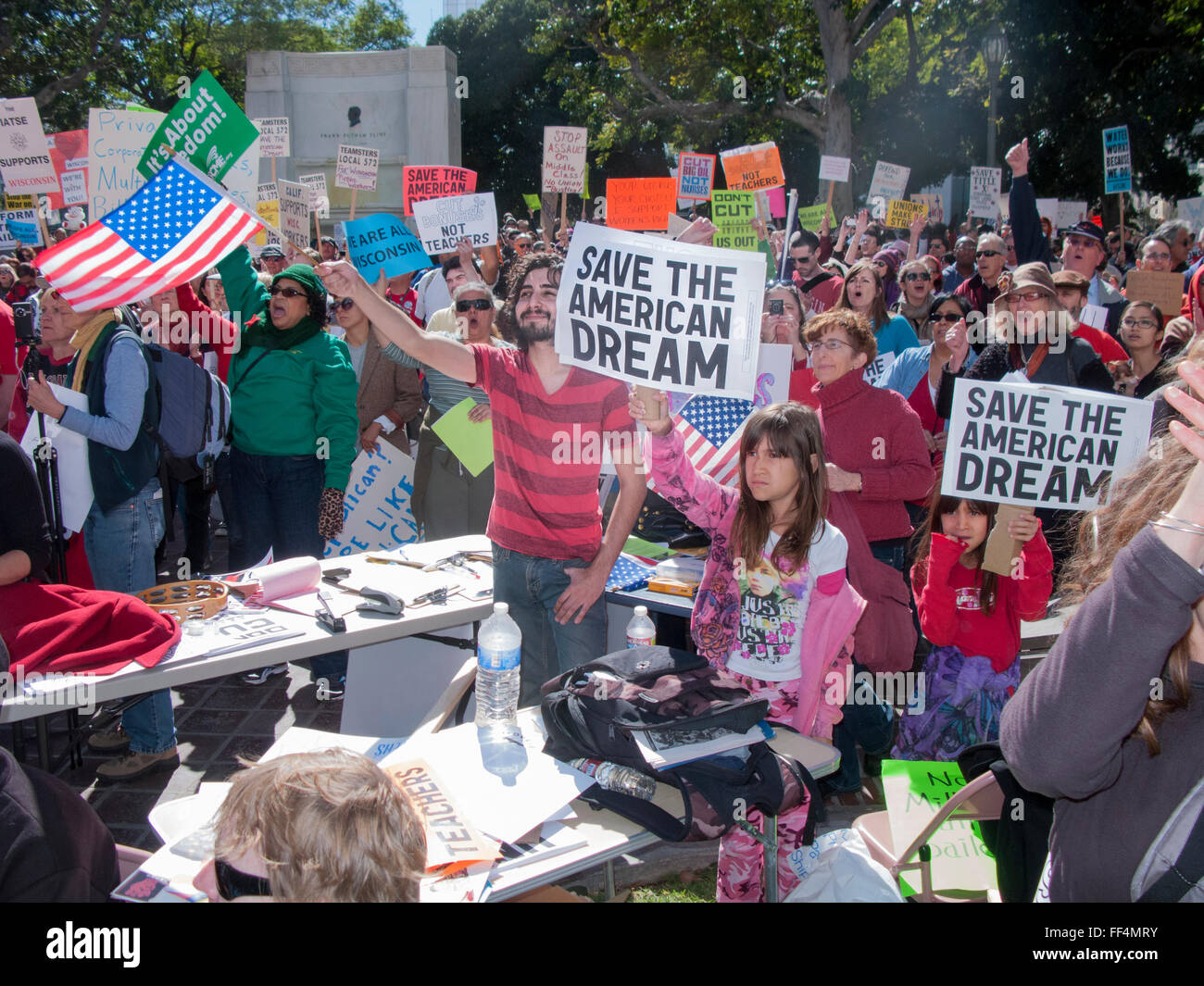 Union protest rally Downtown Los Angeles, CA California Stock Photo - Alamy