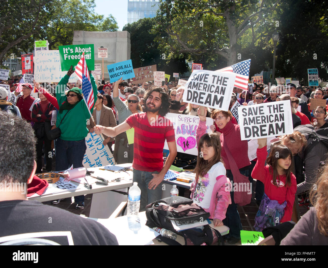 Union protest rally Downtown Los Angeles, CA California Stock Photo - Alamy