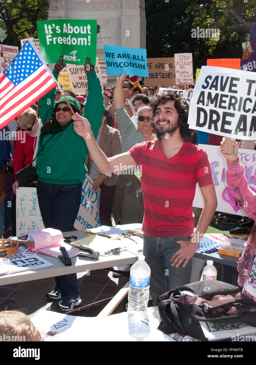 Union protest rally Downtown Los Angeles, CA California Stock Photo - Alamy