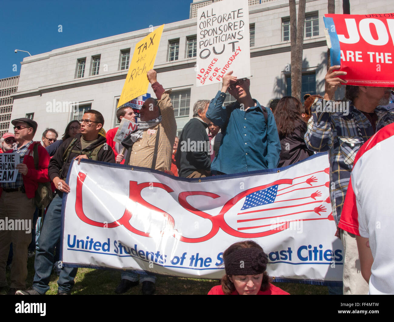 Union protest rally Downtown Los Angeles, CA California Stock Photo - Alamy