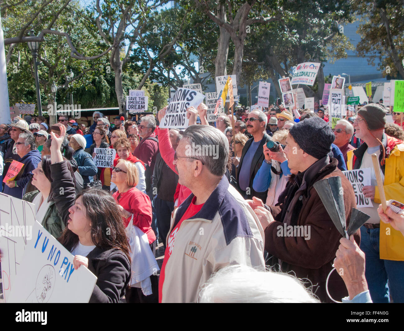 Union protest rally Downtown Los Angeles, CA California Stock Photo - Alamy