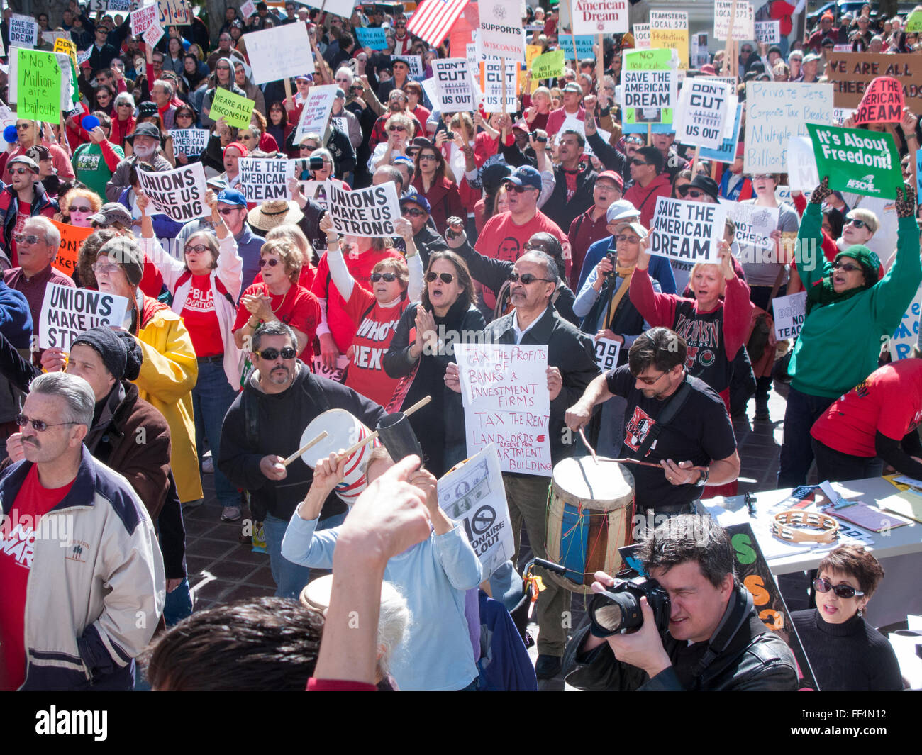 Union protest rally Downtown Los Angeles, CA California Stock Photo - Alamy