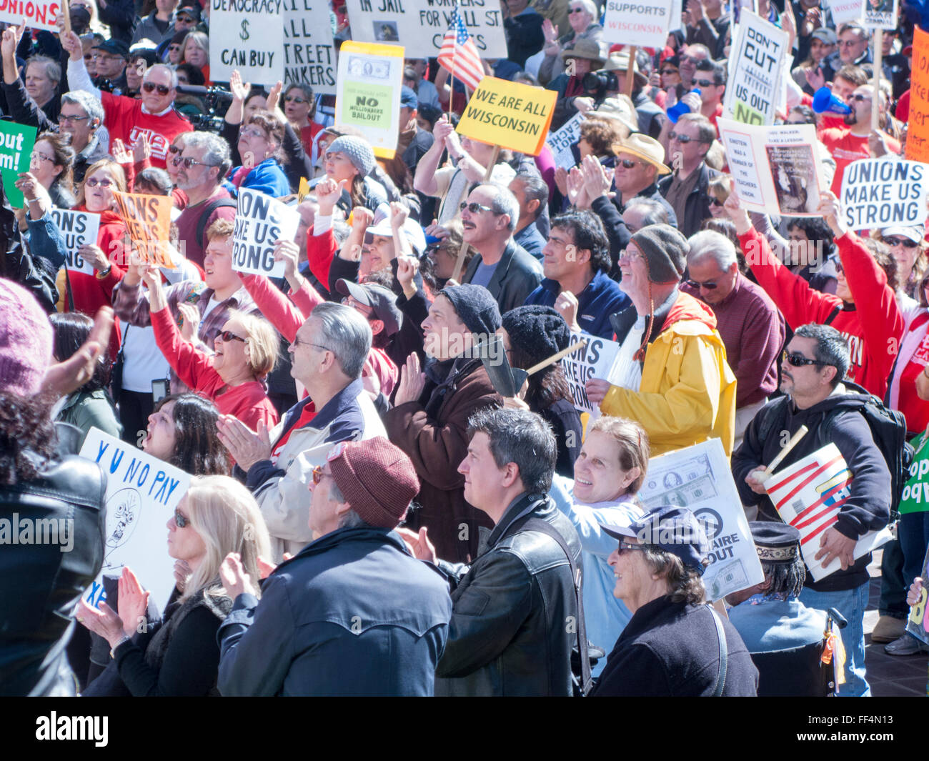 Union protest rally Downtown Los Angeles, CA California Stock Photo - Alamy