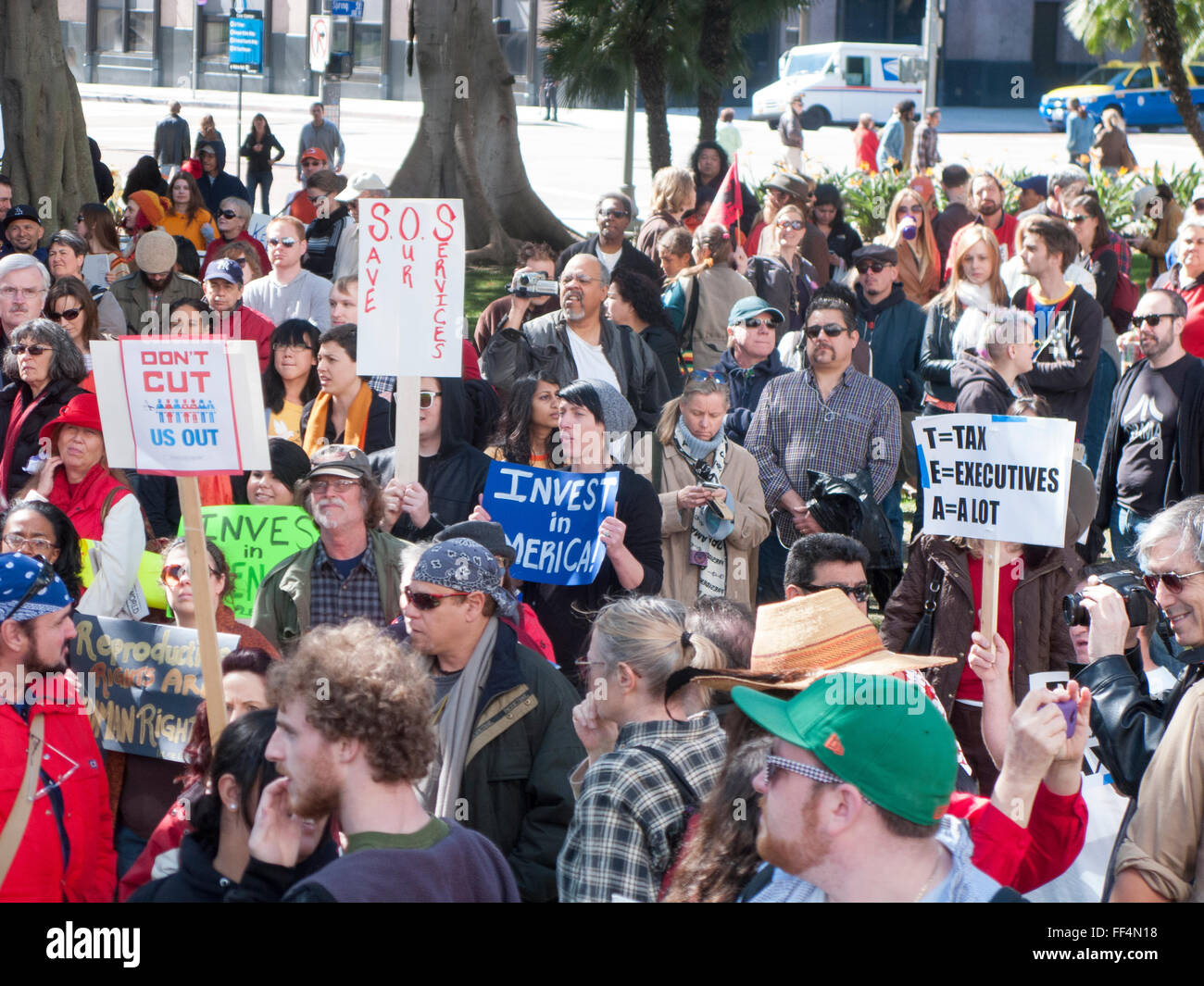 Union protest rally Downtown Los Angeles, CA California Stock Photo - Alamy