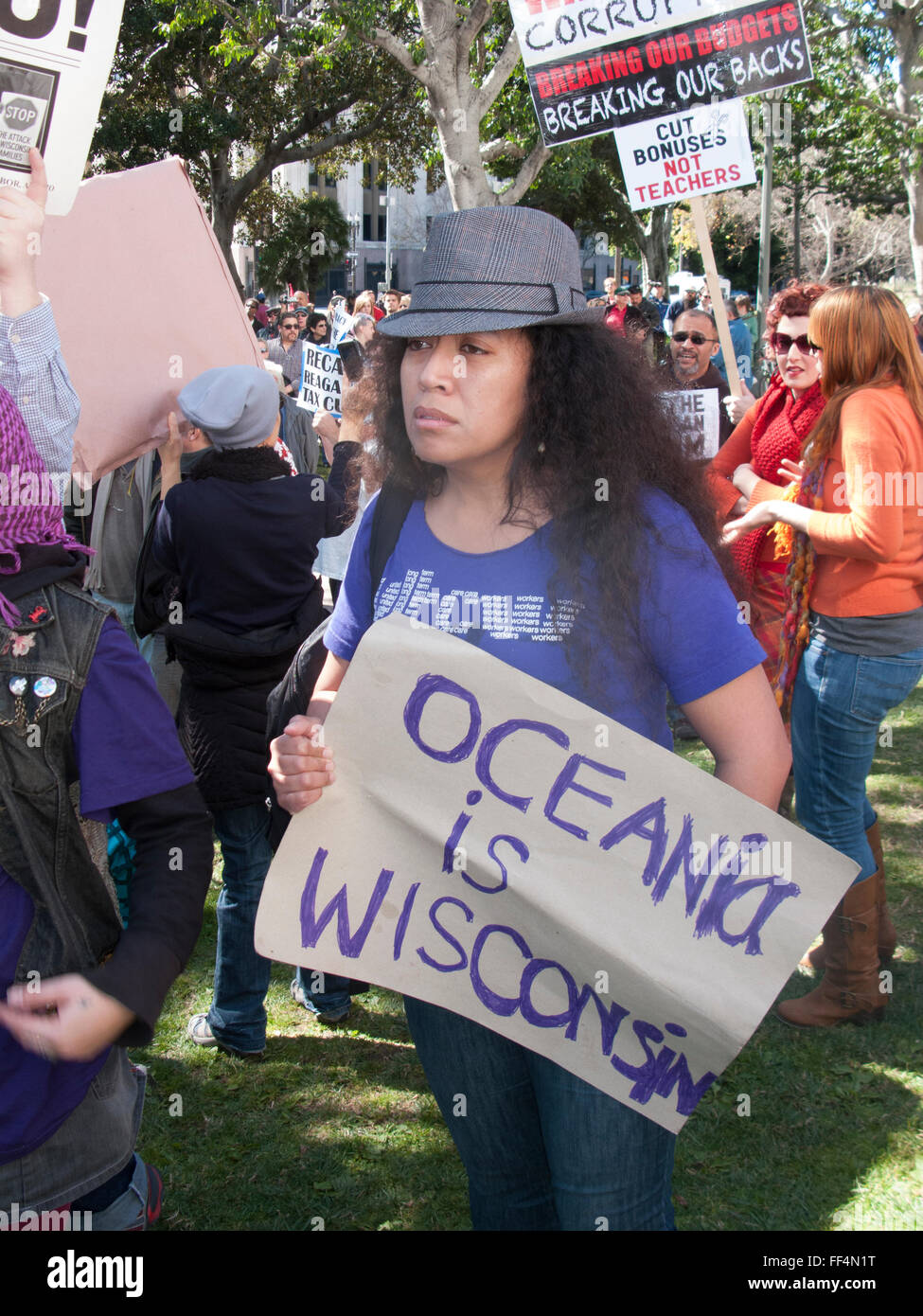 Union protest rally Downtown Los Angeles, CA California Stock Photo - Alamy