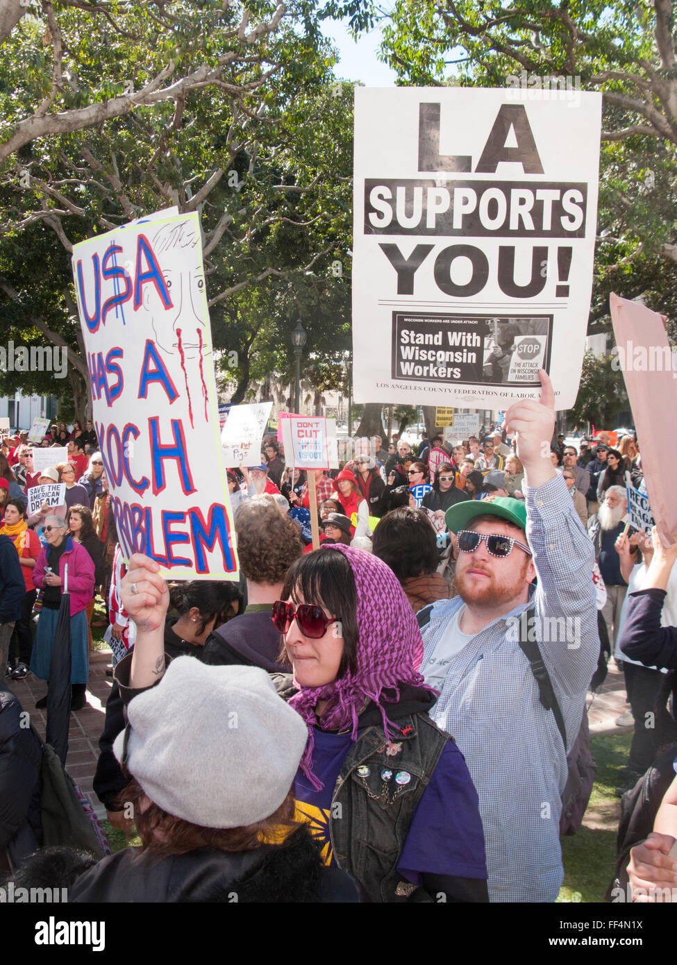 Union protest rally Downtown Los Angeles, CA California Stock Photo - Alamy