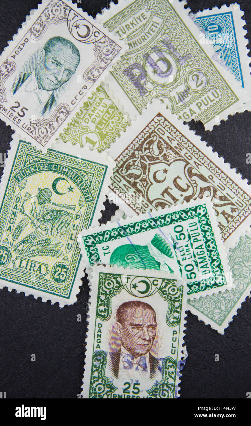 Stack of Turkish revenue stamps printed in Turkey circa 1970 Stock ...