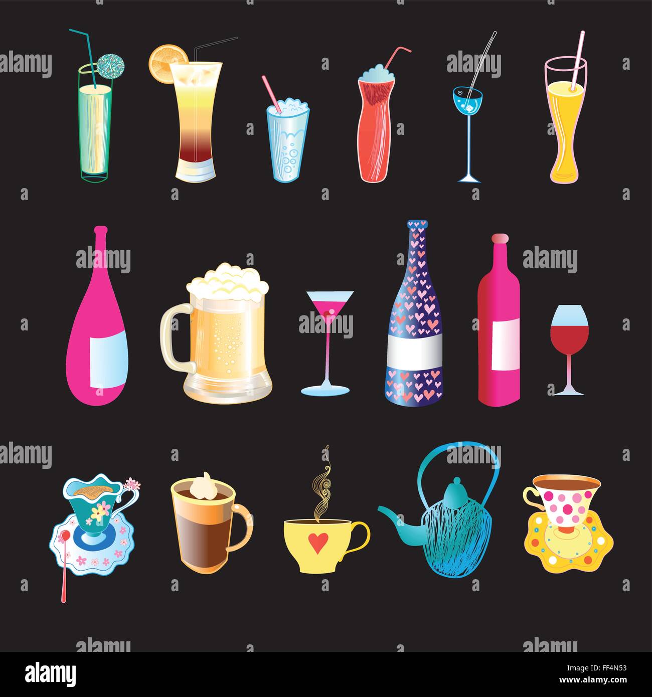 Collection empty bottles wine Stock Vector Images - Alamy