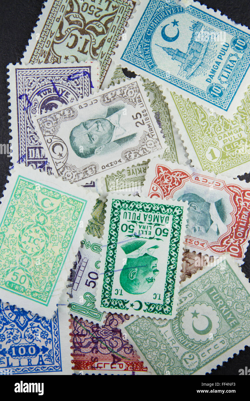 Stack of Turkish revenue stamps printed in Turkey circa 1970 Stock ...