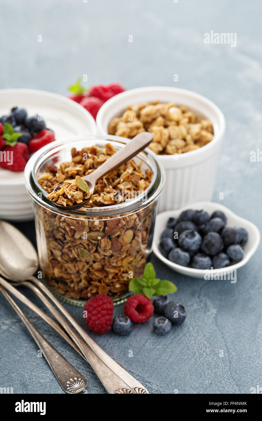 Breakfast items on the table Stock Photo - Alamy