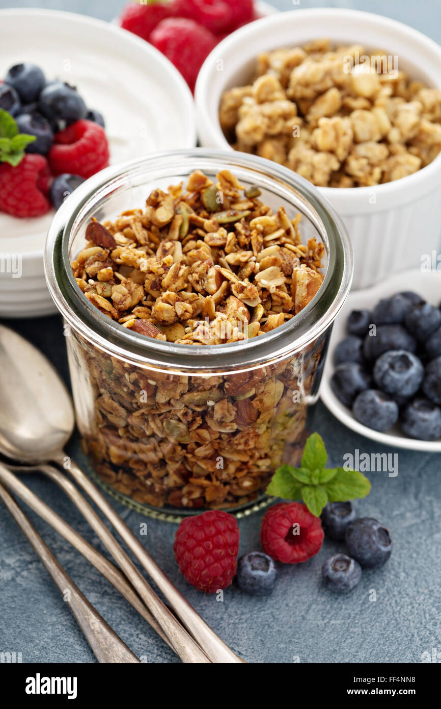 Breakfast items on the table Stock Photo - Alamy