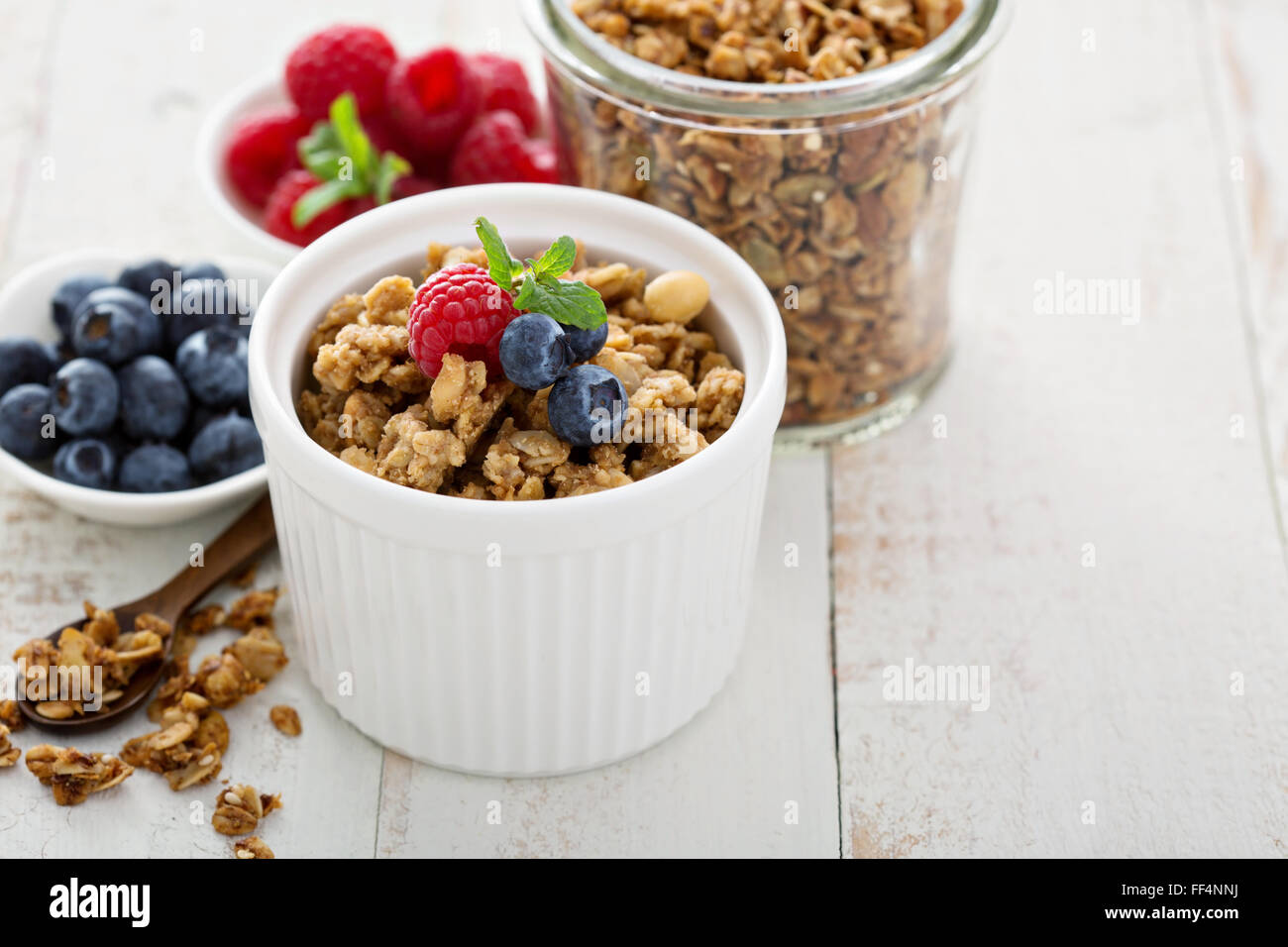 Breakfast items on the table Stock Photo - Alamy