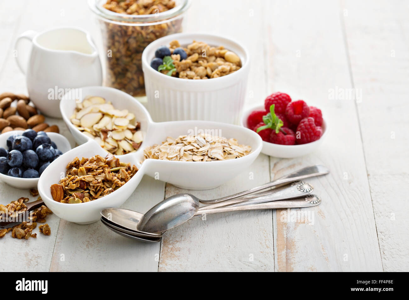 Breakfast items on the table Stock Photo - Alamy
