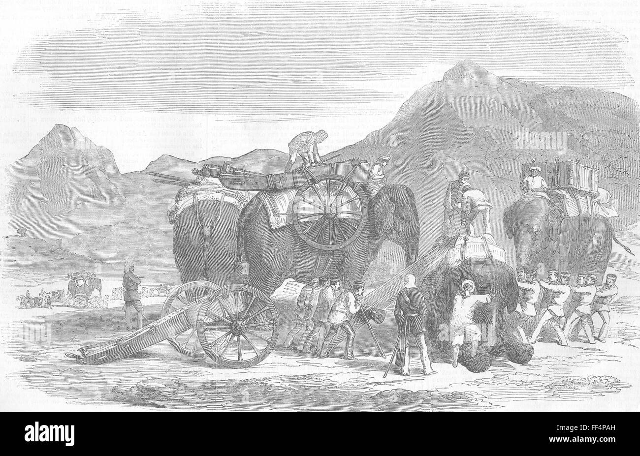 PAKISTAN Peshawar Mountain train, line of March 1877. Illustrated ...