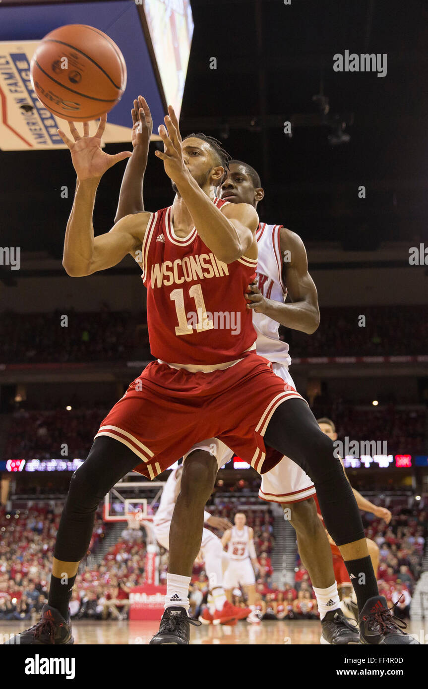 Madison, WI, USA. 10th Feb, 2016. Wisconsin Badgers guard Jordan Hill ...