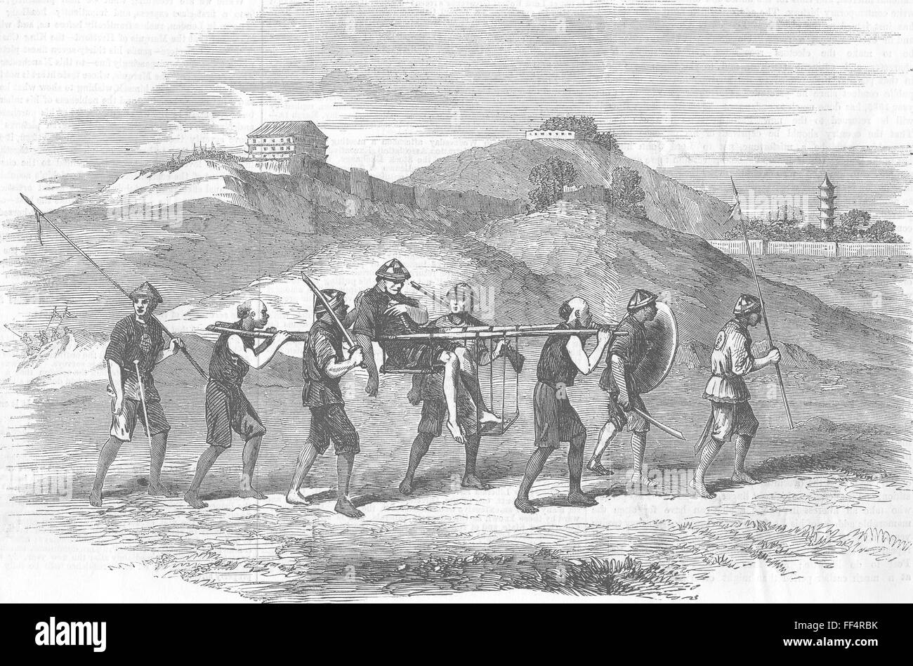 CHINA Opium Wars Chinese Mode Of Carrying Wounded 1857. Illustrated ...