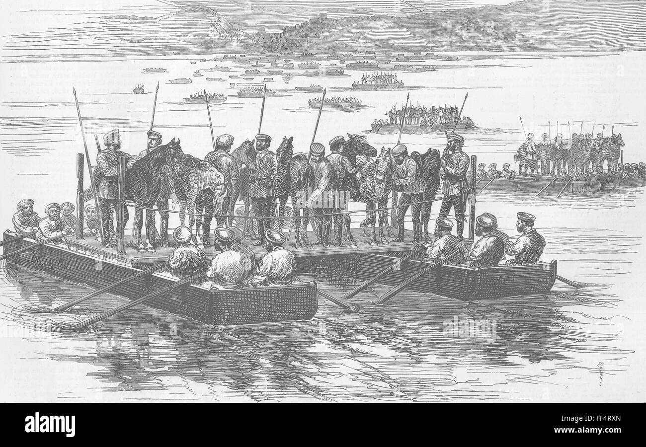ROMANIA Don Cossacks crossing Danube at Zimnicea 1877. The Graphic ...