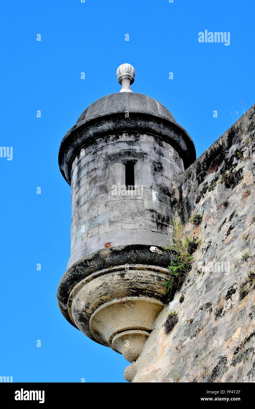 Lookout tower from the top of Castillo San Felipe del Morro in Old San ...