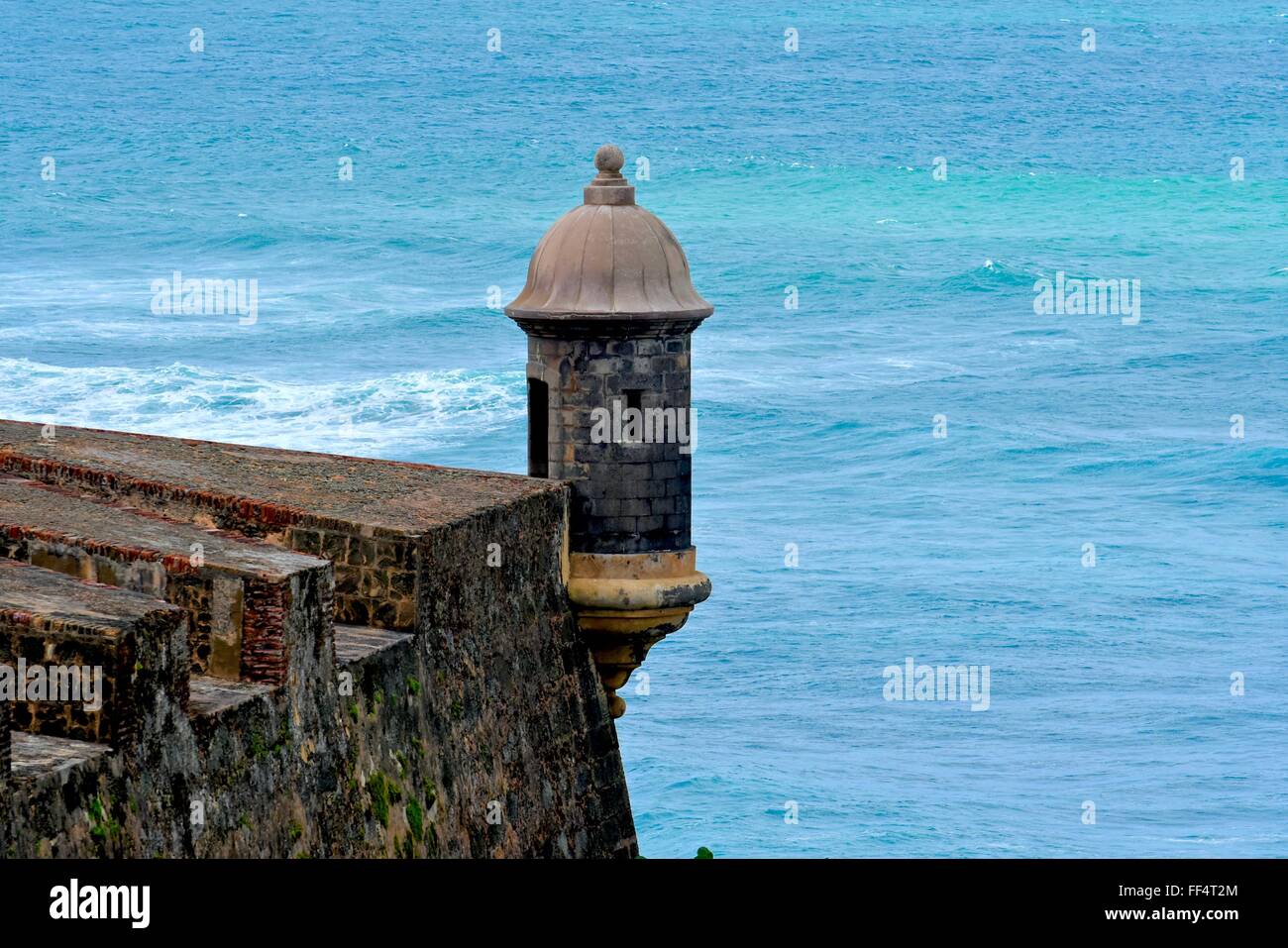 Lookout tower from the top of Castillo San Felipe del Morro in Old San ...