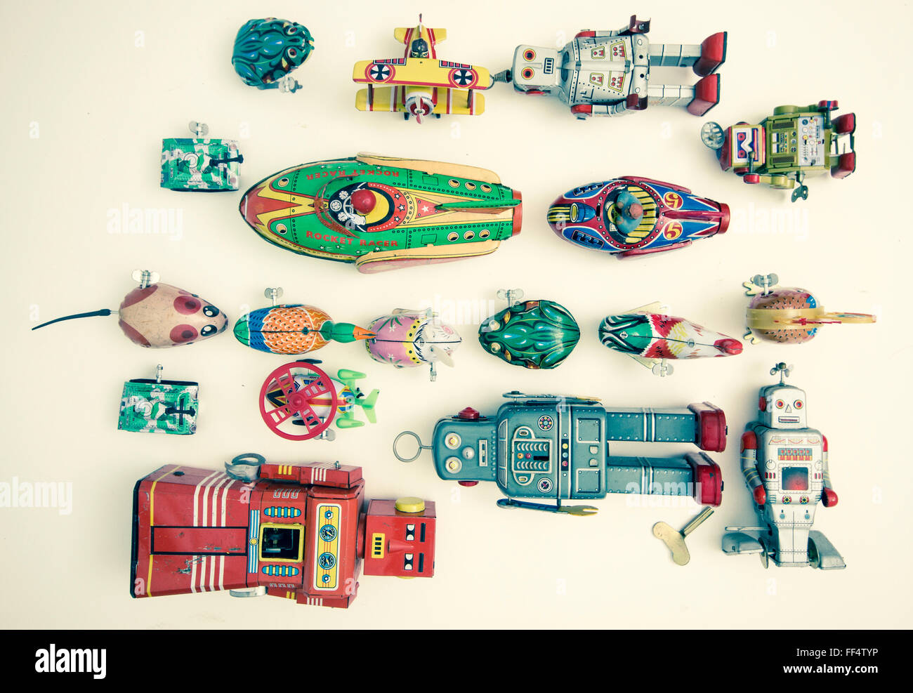 retro toys flat lay Stock Photo - Alamy