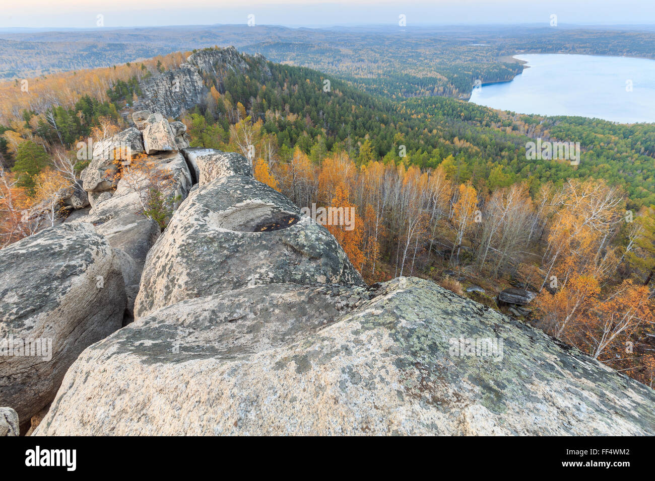 view from the top of mountain, golden autumn sunset, golden fall sunset ...