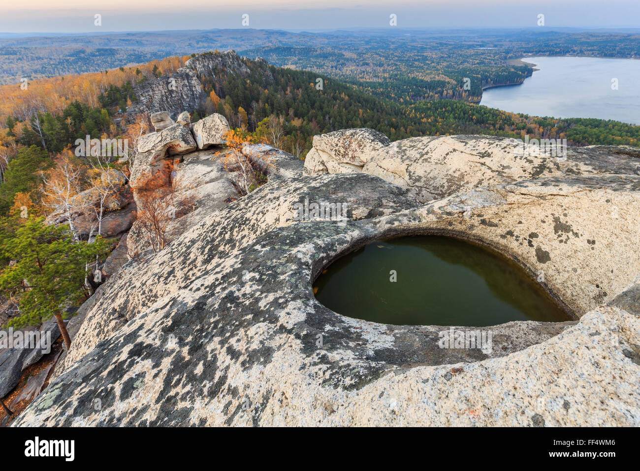 view from the top of mountain, golden autumn sunset, golden fall sunset ...