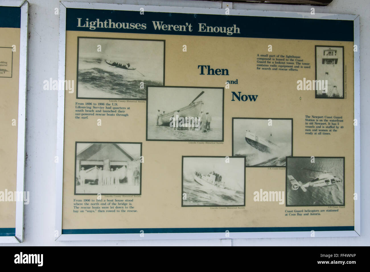 Sign explaining safety and lighthouses on the Oregon Coast Stock Photo ...