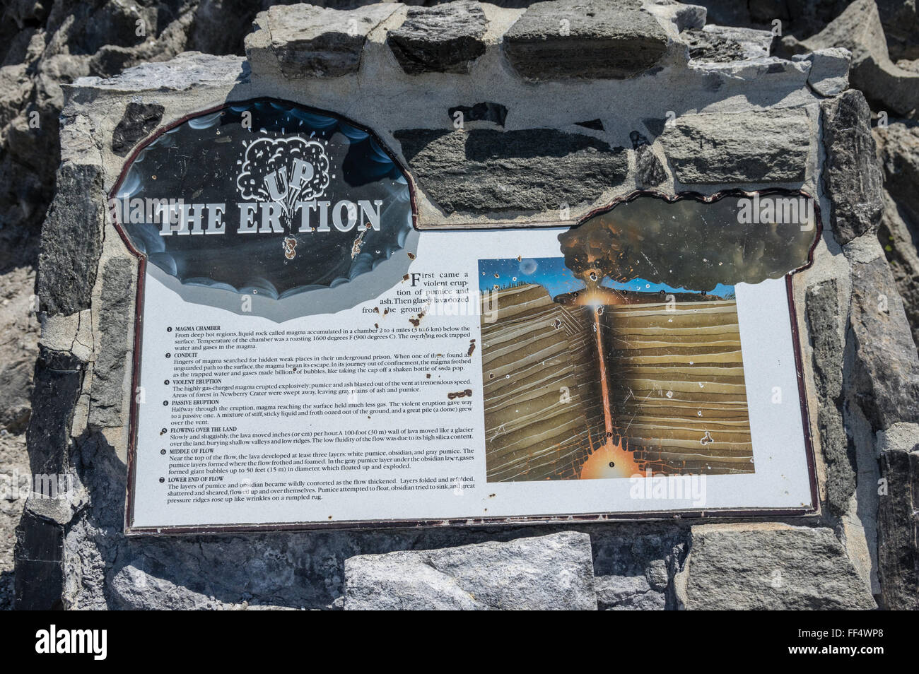 Sign explaining the geology of the Newberry Crater area. Newberry Volcanic Monument, Oregon ...