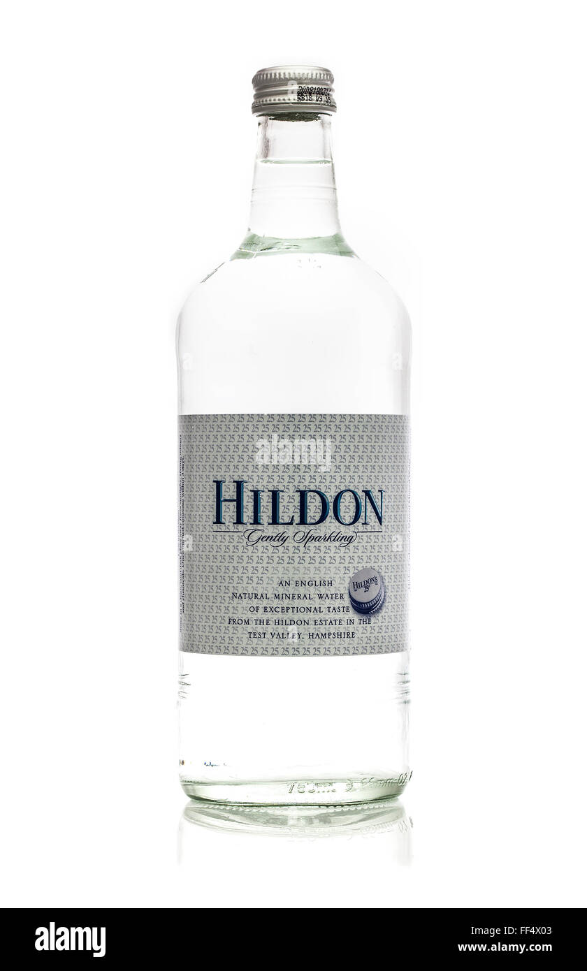 Bottle Of Hildon Natural Mineral Water on a white background Stock ...