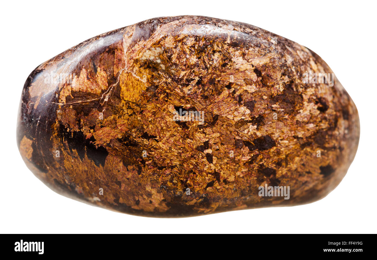 macro shooting of natural mineral rock - tumbled Bronzite gem stone ...