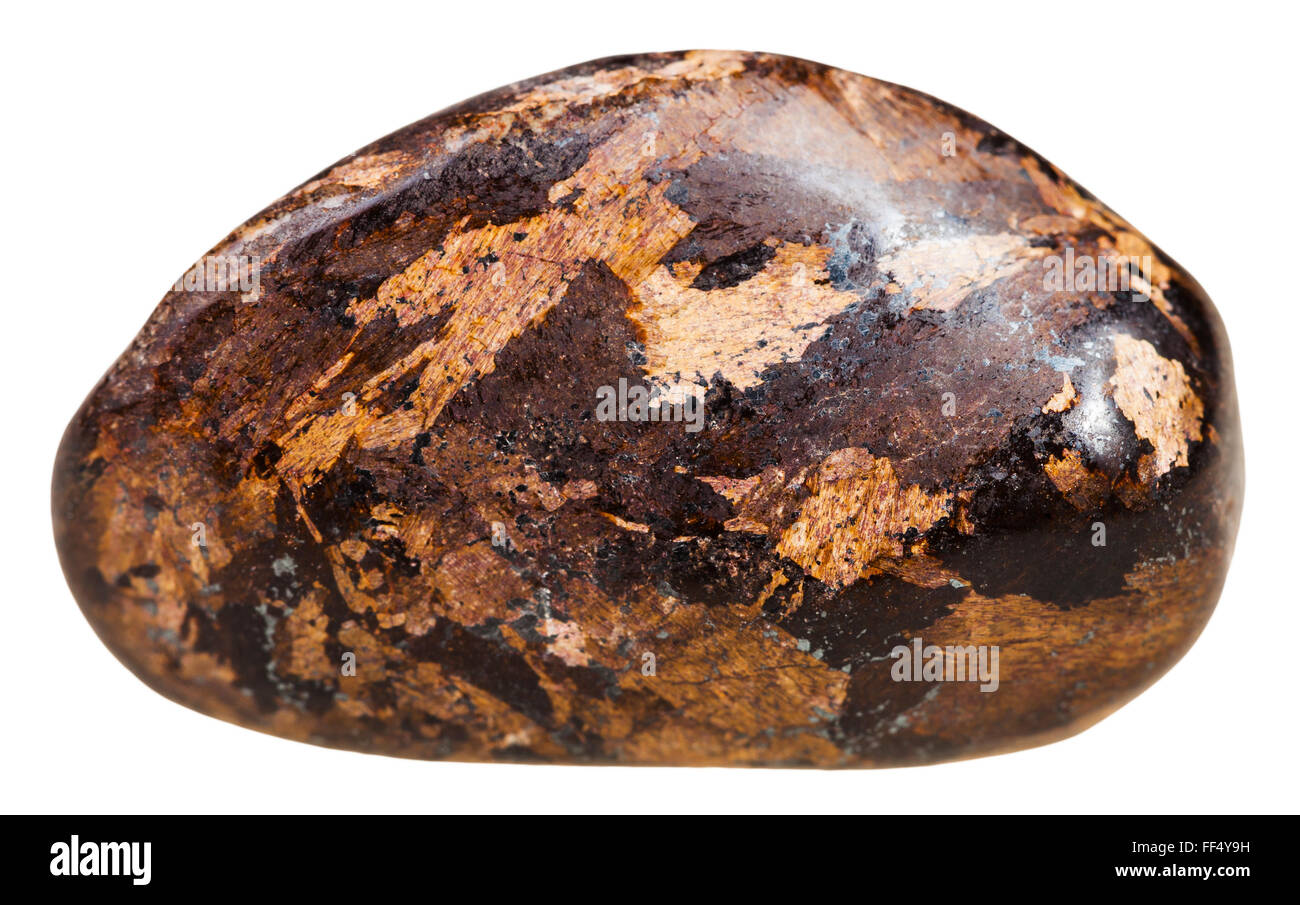 macro shooting of natural mineral stone - pebble of Bronzite gemstone ...