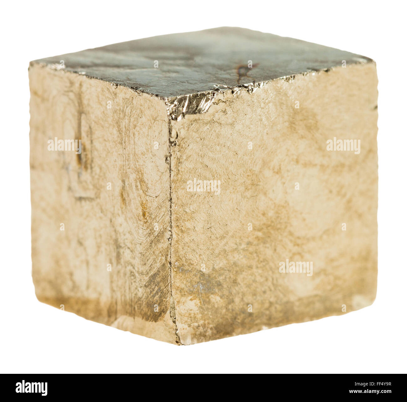 macro shooting of natural mineral stone - cube of Pyrite crystal ...