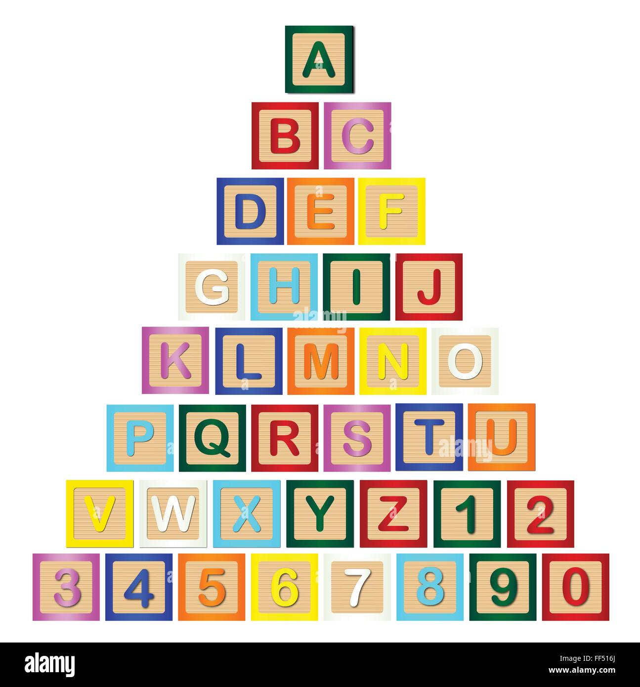 A collection of wooden block letters formed into a pyramid Stock Vector ...