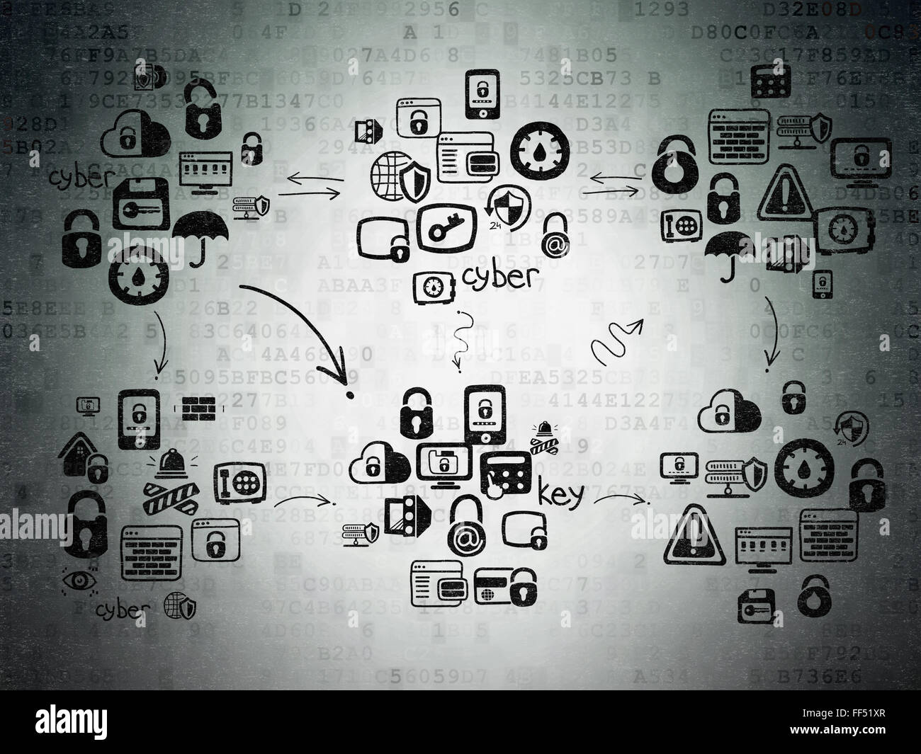 Digital background: Digital Paper with Hand Drawn Security Icons Stock ...