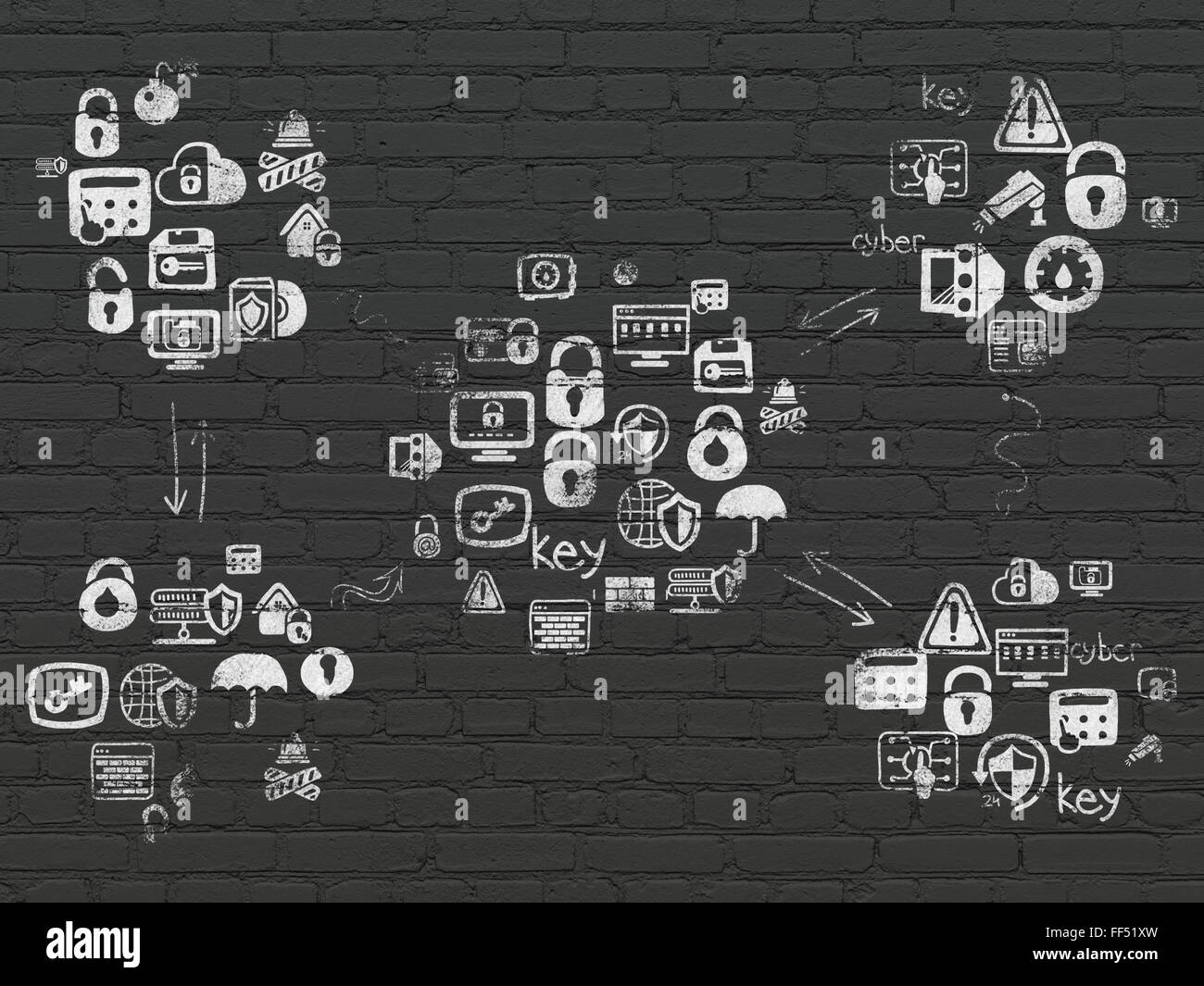 Grunge background: Black Brick wall texture with Painted Hand Drawn ...