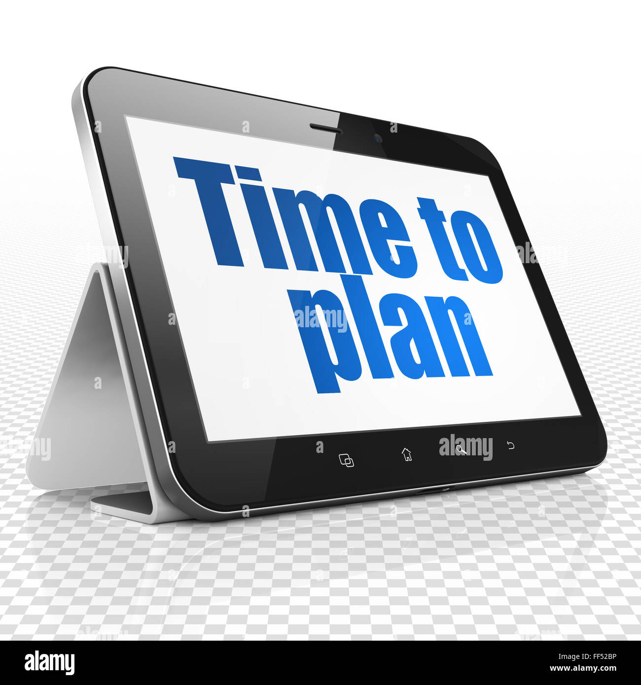 Time concept: Tablet Computer with Time to Plan on display Stock Photo ...