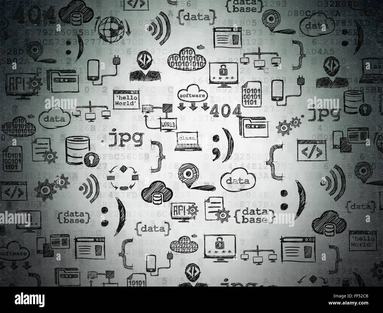 Digital background: Digital Paper with Hand Drawn Programming Icons ...