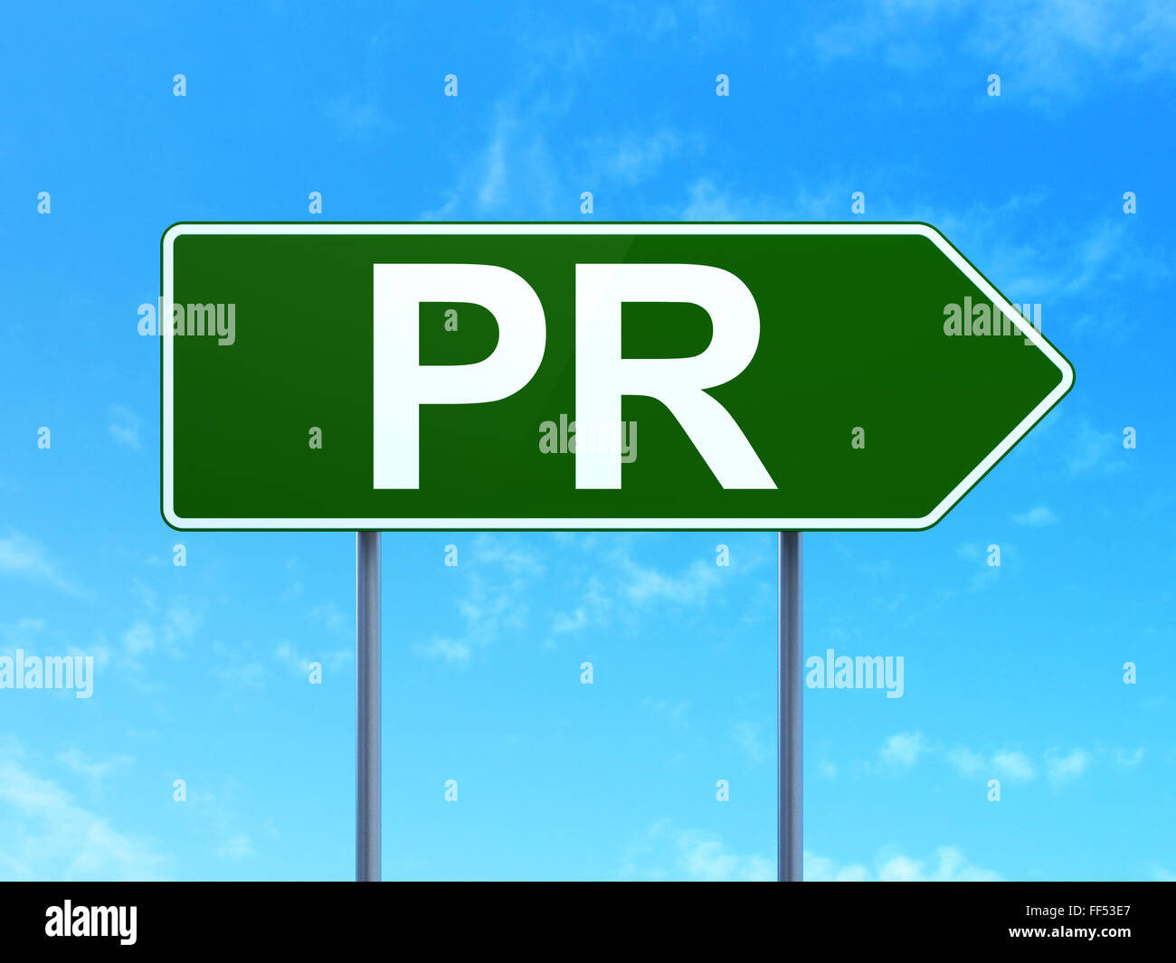 Advertising concept: PR on road sign background Stock Photo - Alamy