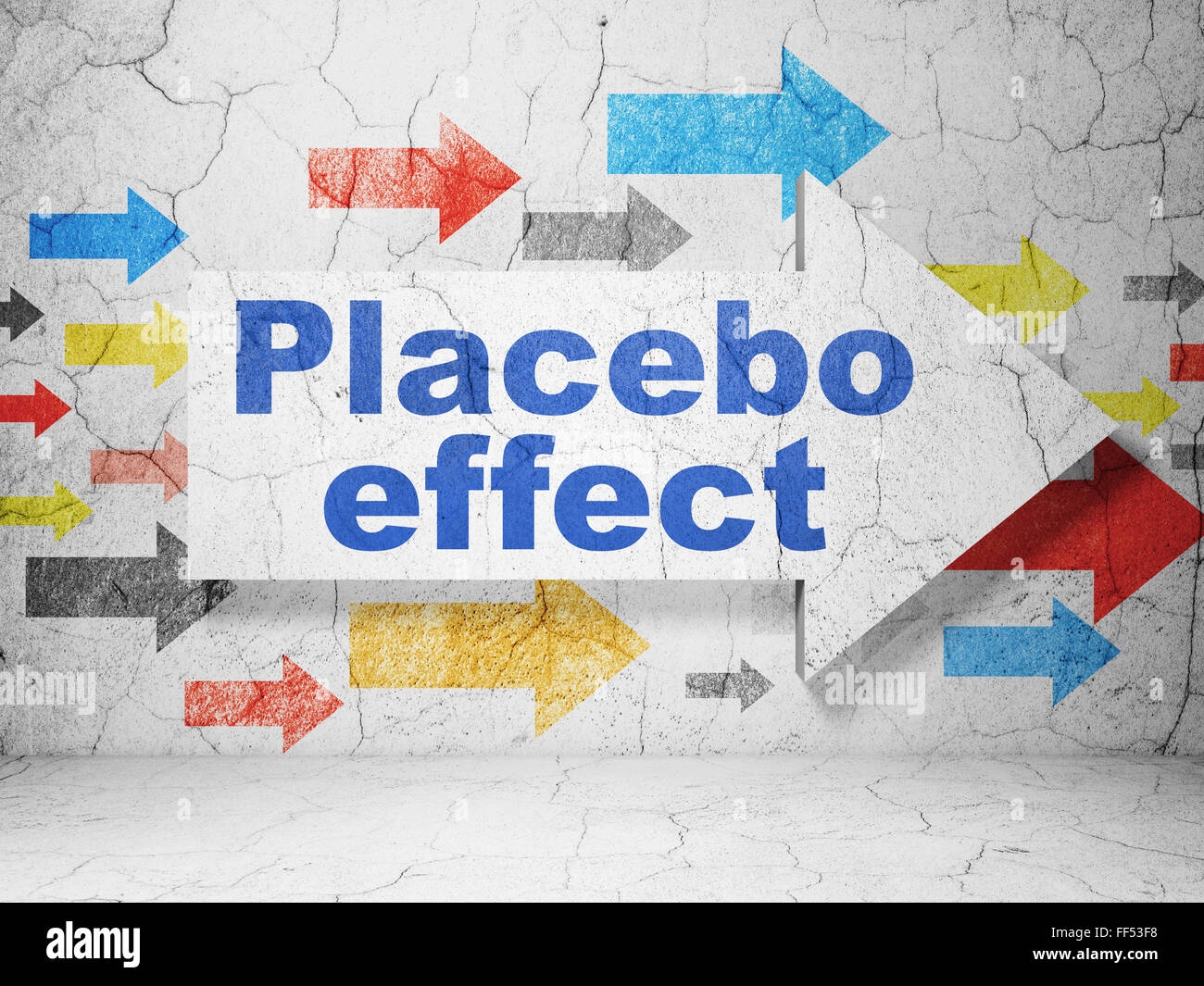 Medicine concept: arrow with Placebo Effect on grunge wall background ...
