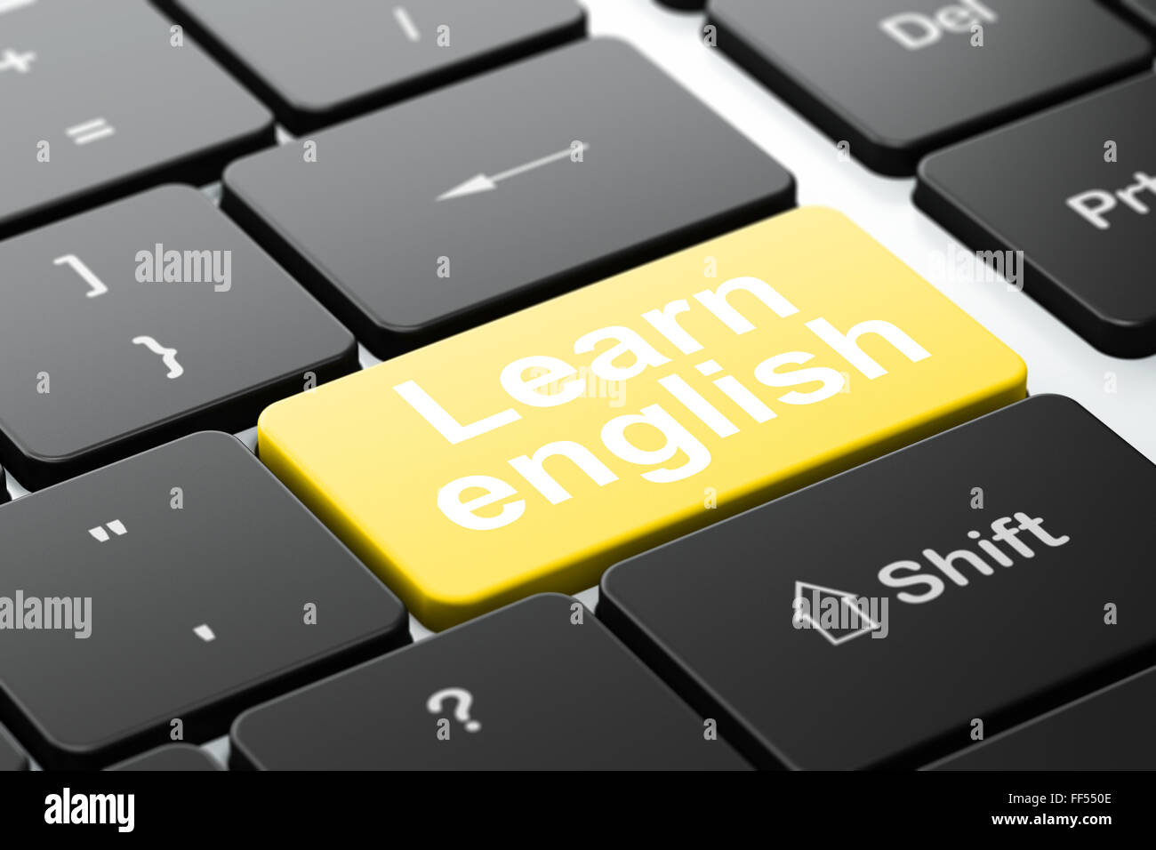 Learning concept: Learn English on computer keyboard background Stock ...