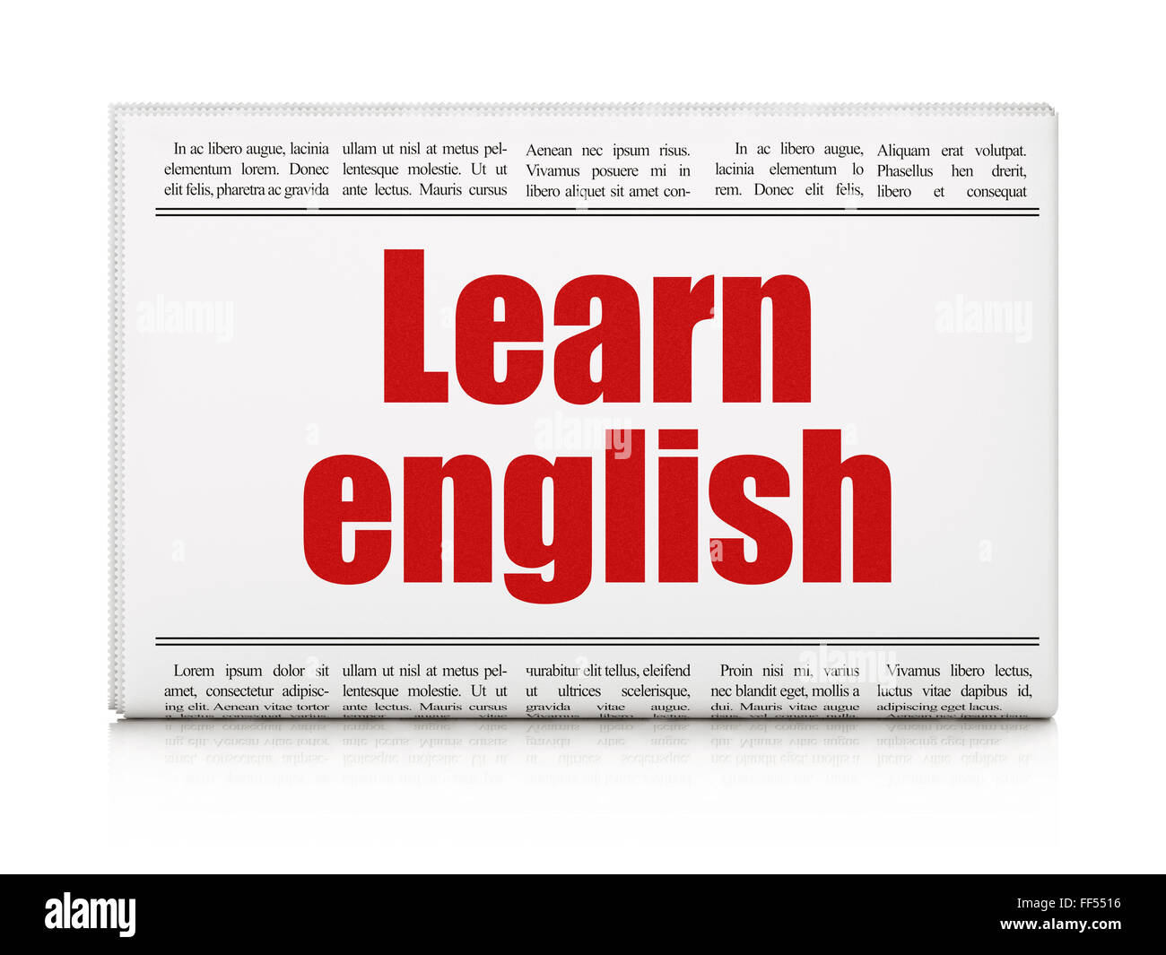 Education concept: newspaper headline Learn English Stock Photo - Alamy