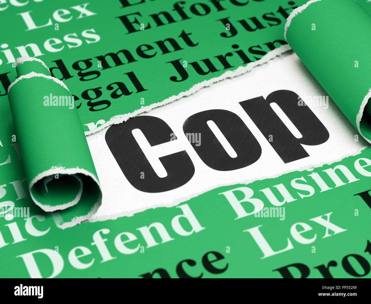 Law concept: black text Cop under the piece of torn paper Stock Photo ...