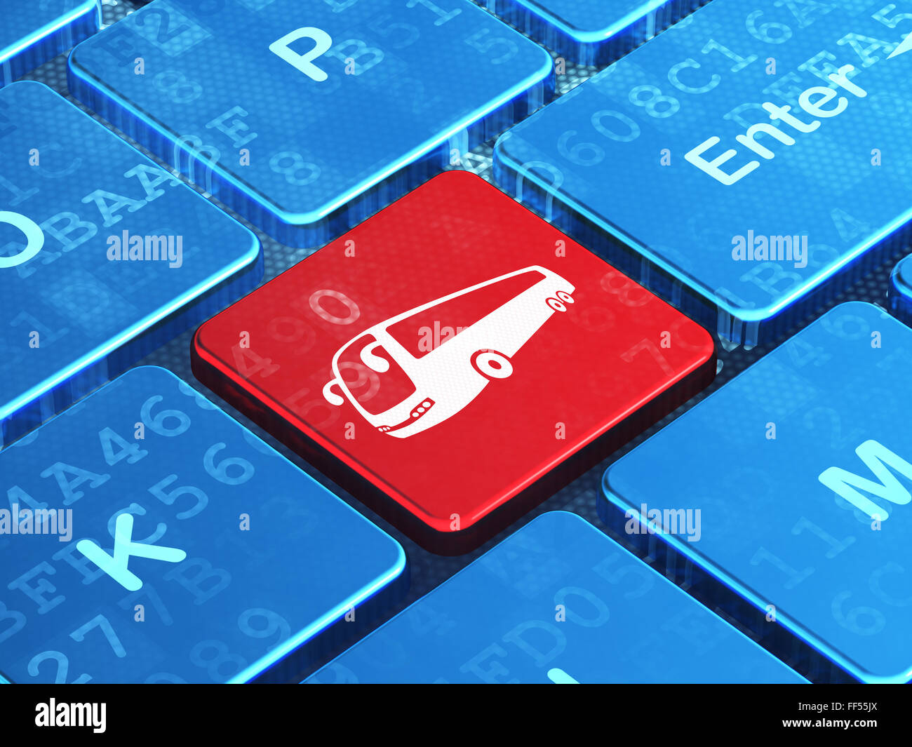 Travel concept: Bus on computer keyboard background Stock Photo - Alamy