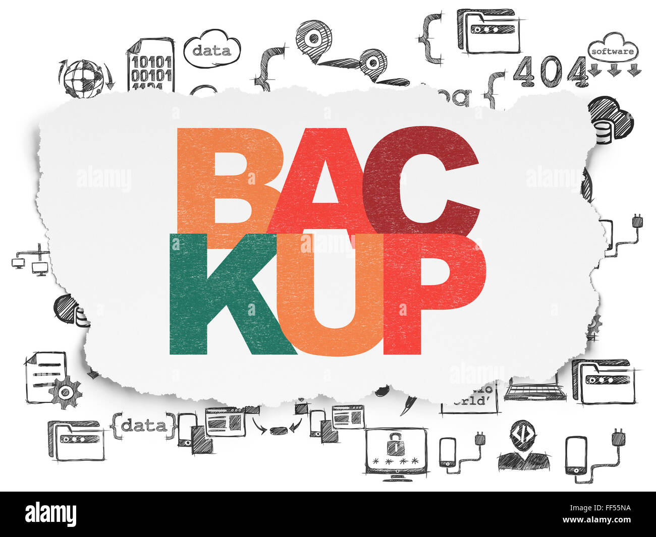 Database concept: Backup on Torn Paper background Stock Photo - Alamy