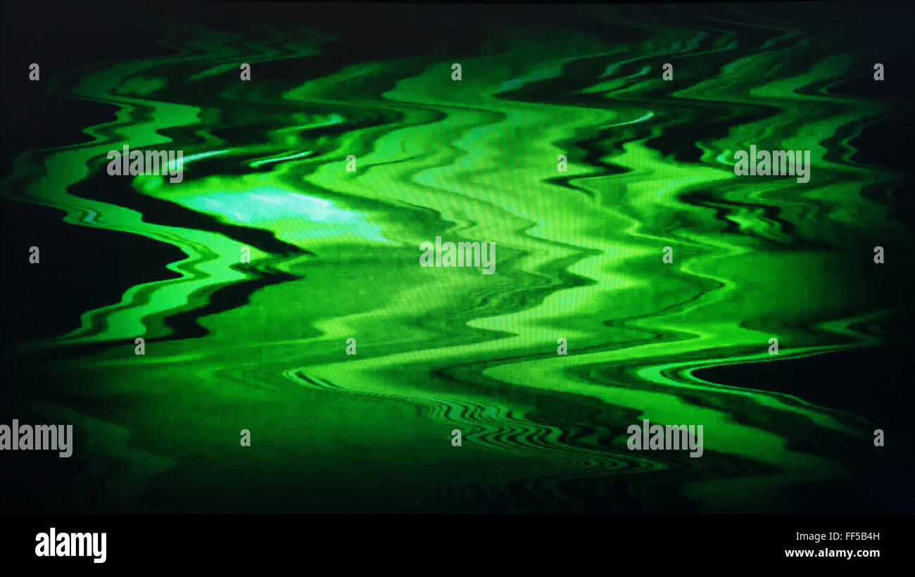 Green interlaced tv screen static noise, vignette abstraction ...