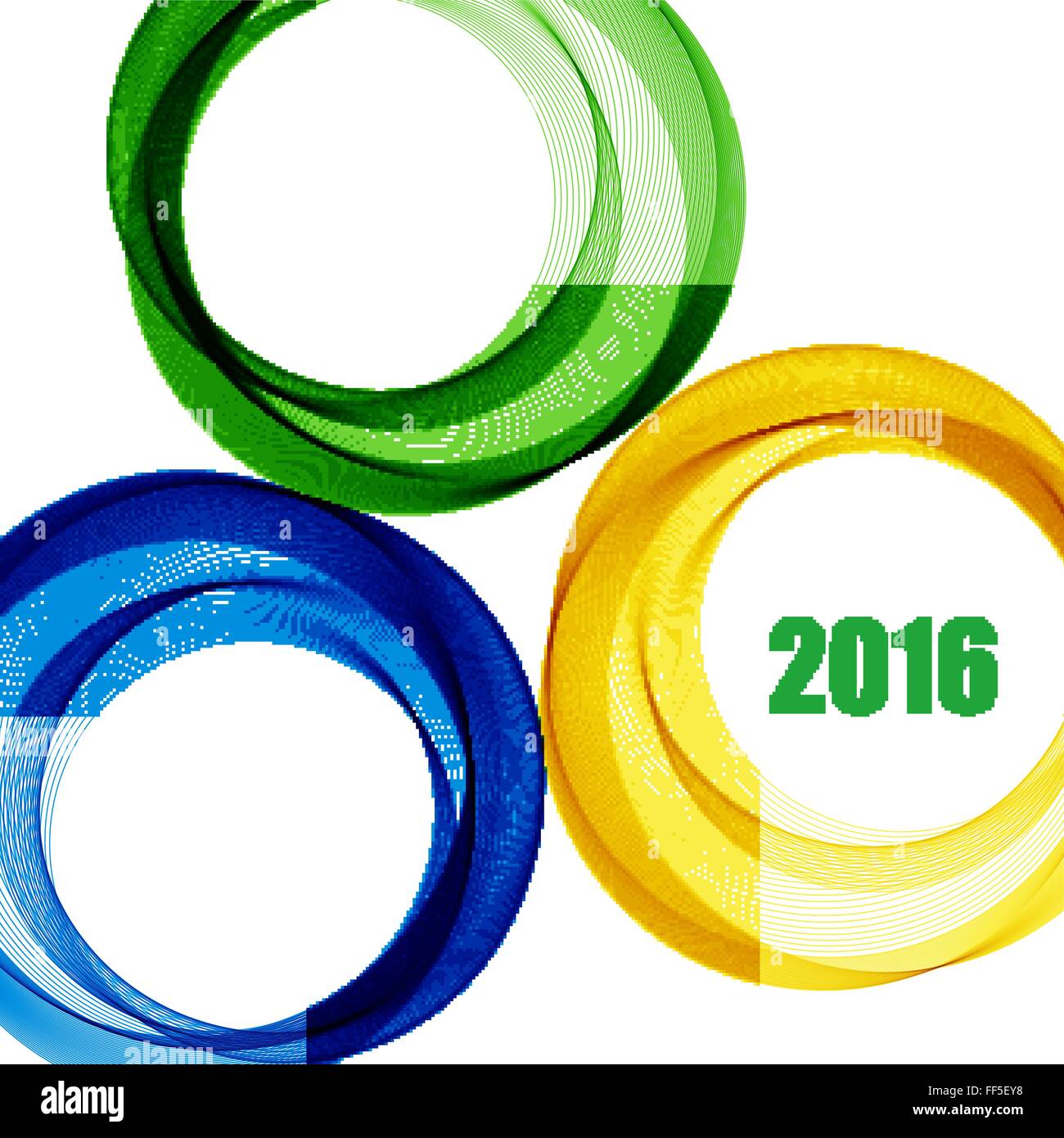 Abstract background with blue, yellow and green rings . Vector ...